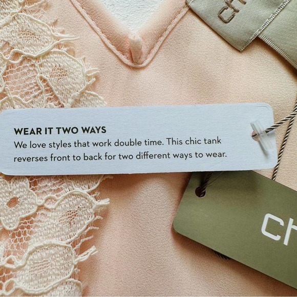 Chico's | Tops | Nwt Chicos Peach Pink Lace Clam Shell Convertible ...